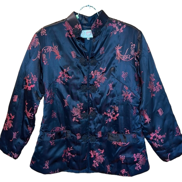 Vintage | Jackets & Coats | Vintage Quilted Satin Jacket With Mandarin ...